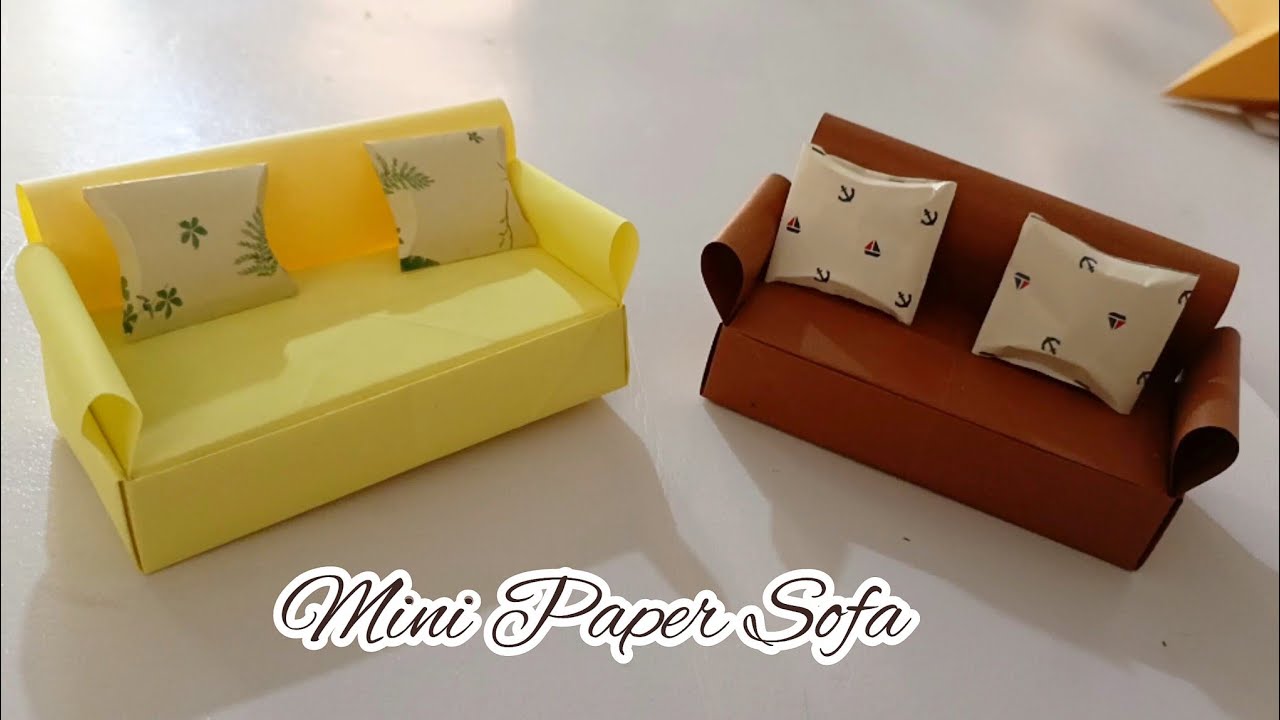 Crafting a world's tiniest paper sofa / Diy Mini Paper Sofa / Paper ...