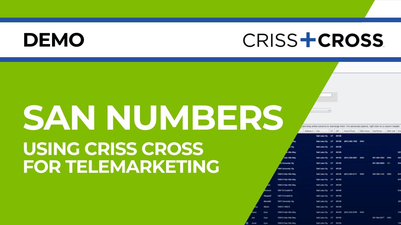 SAN Numbers 101 | Criss Cross by Haines for Telemarketing - YouTube
