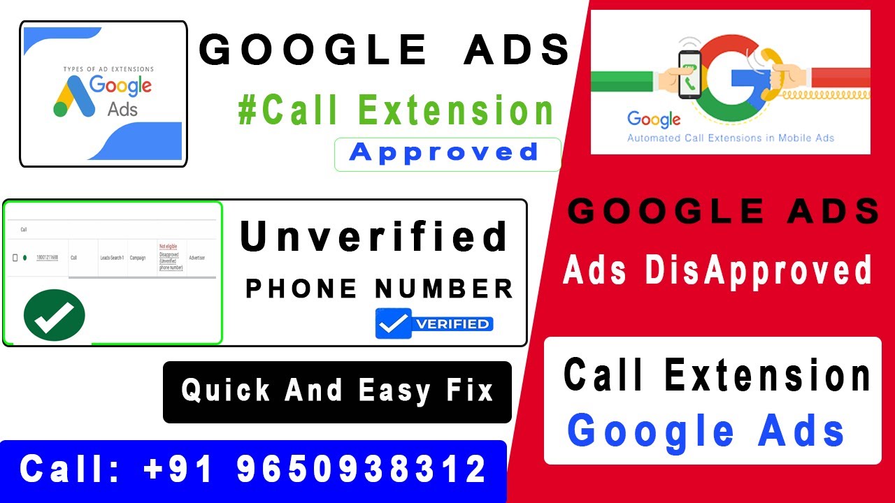 Google Ads Call Extension Disapproved (Unverified Phone Number): How To ...