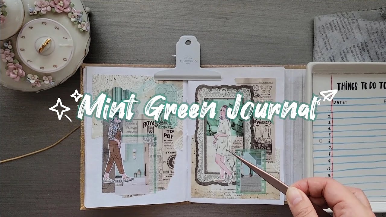 Mint Green Journal w Initial M #asmr #satisfying #aesthetic #vintage # ...
