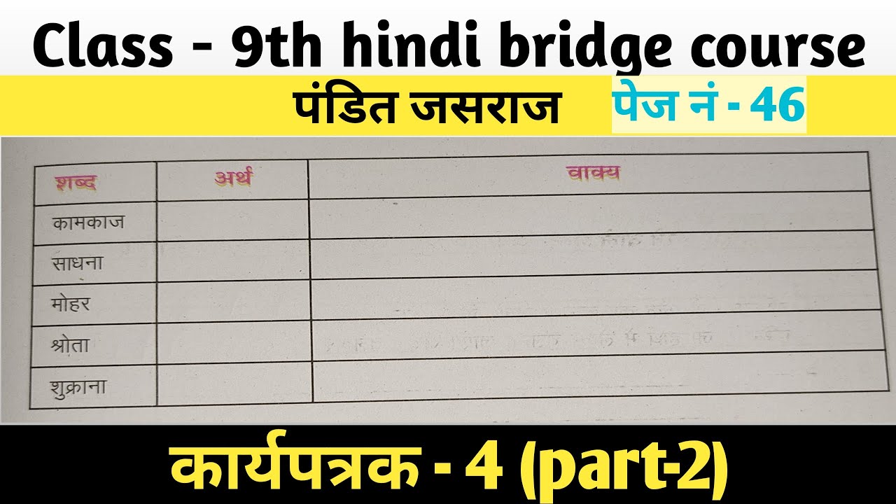 कक्षा 9वी हिंदी ब्रिज कोर्स पेज नंबर 47 कार्यपत्रक 4 part 2 Class 9th ...