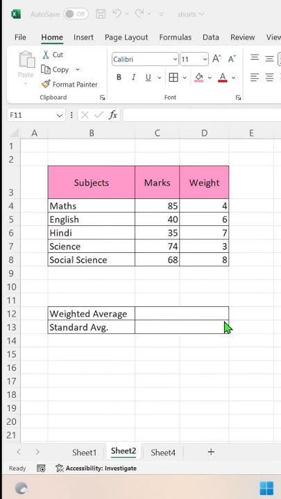 "Weighted Average" in Microsoft Excel - YouTube