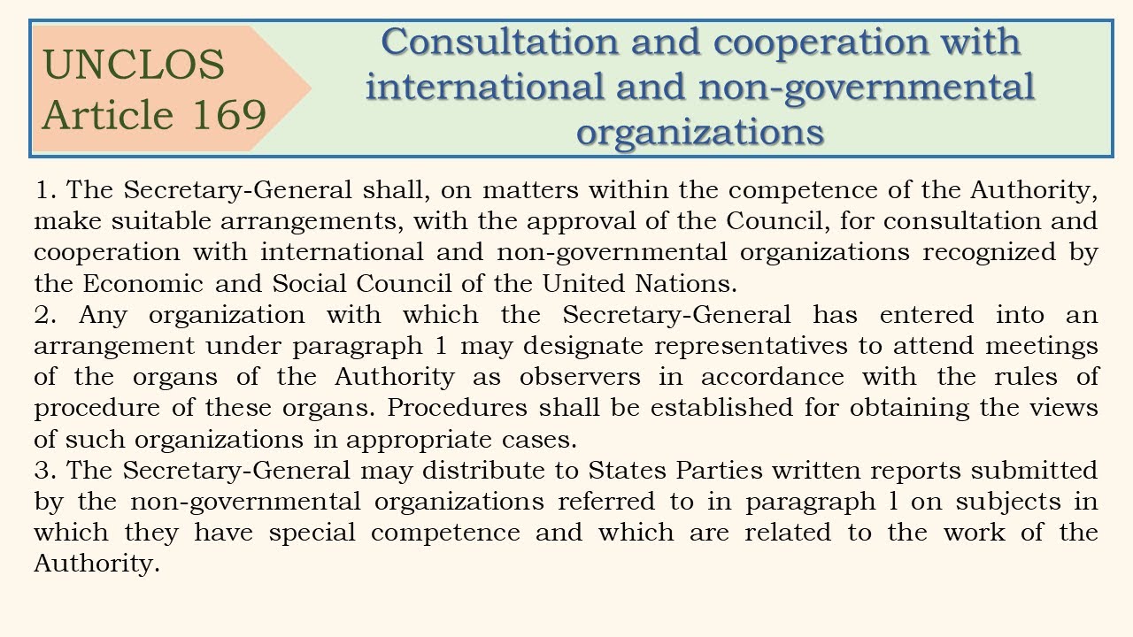 Article 169 Consultation and cooperation with international and non ...