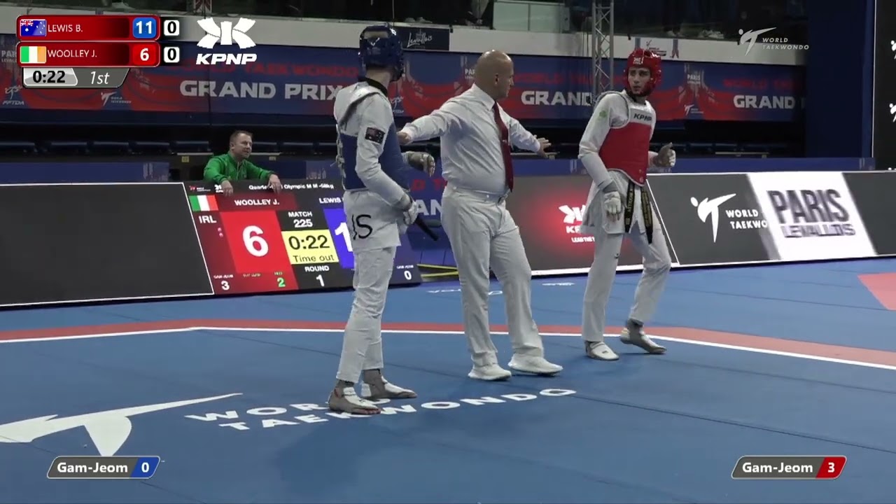 225 QF M 58kg AUS LEWIS B IRL WOOLLEY J | Paris 2022 World Taekwondo ...
