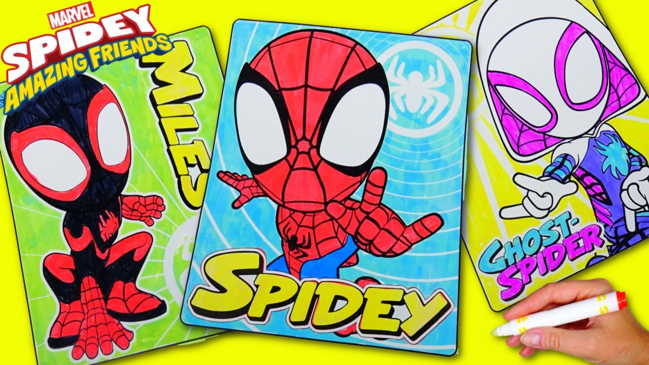 Spidey and His Amazing Friends. Coloring Ghost Spider, Miles Morales ...