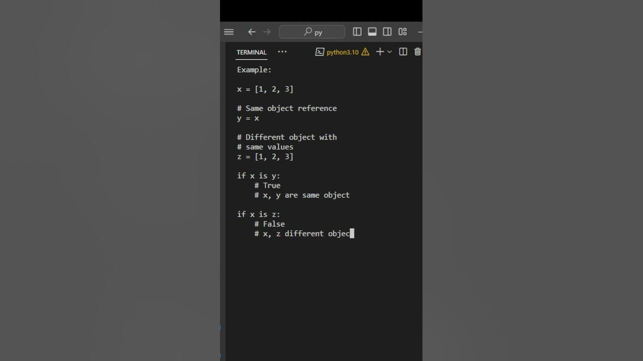 Identity Operators In If Statement Learningpython Youtube