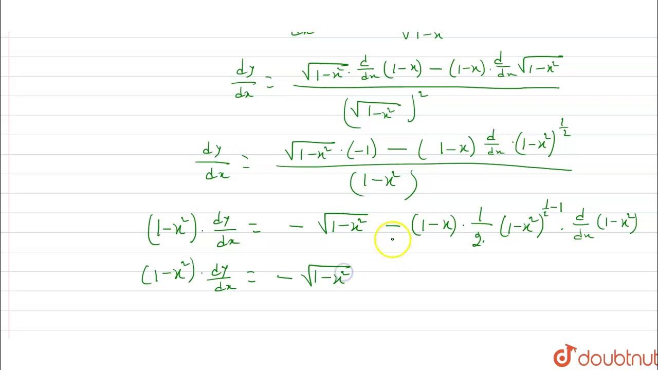 If `y=sqrt((1-x)/(1+x))`, prove that , `(1-x^(2)) (dy)/(dx)+y=0` - YouTube