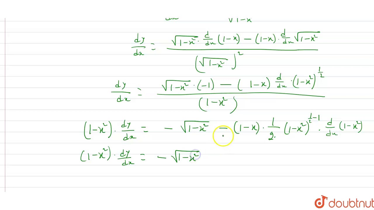 If y sqrt 1 x 1 x Prove That 1 x 2 dy dx y 0 YouTube