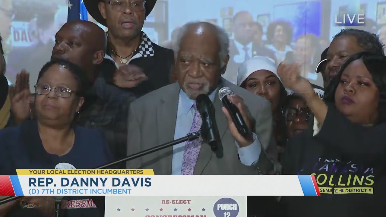 Rep. Danny Davis addresses supporters after U.S. House 7th District ...