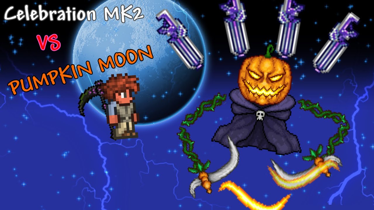 Terraria 1.4 | Celebration MK2 Vs the PUMPKIN MOON!! - YouTube