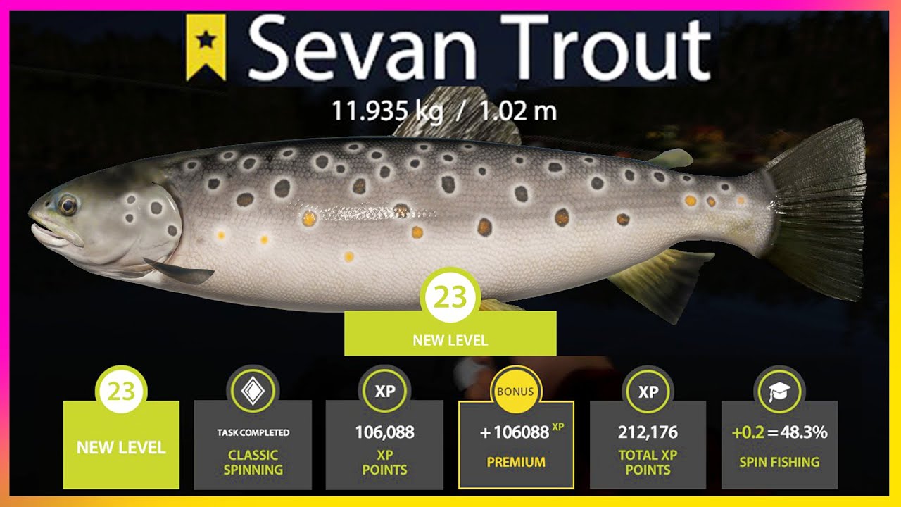 Russian Fishing 4 🎣 SUPER BIG ⭐ TROPHY SEVAN TROUT on KUORI LAKE ...