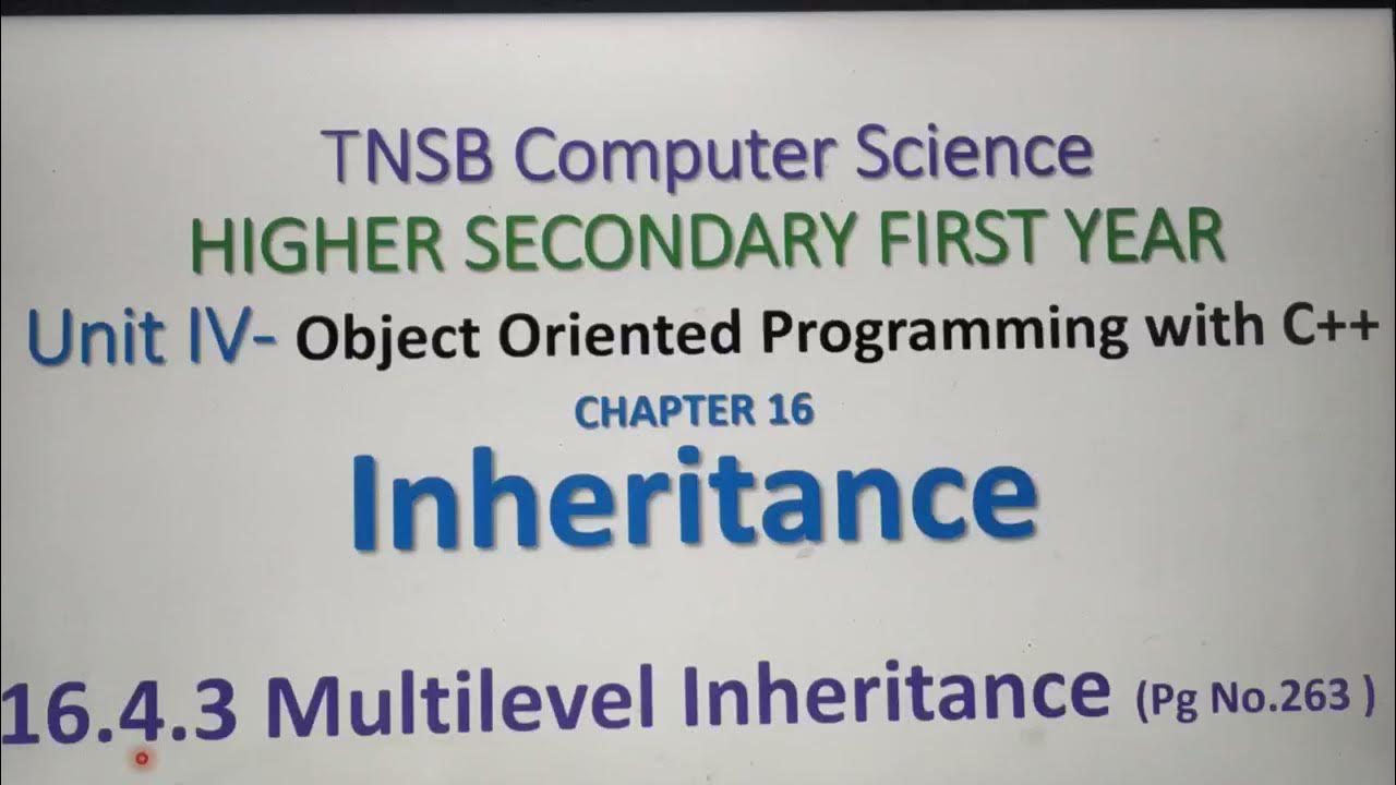 Multi- Level Inheritance, Part 3, in Tamil, Chapter 16, Inheritance ...