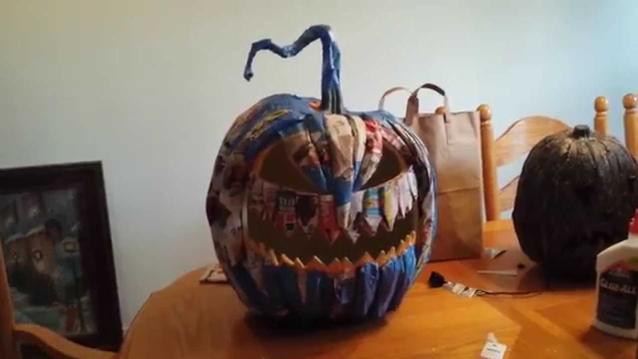 Paper mache pumpkin rot monster first build 2015 - YouTube