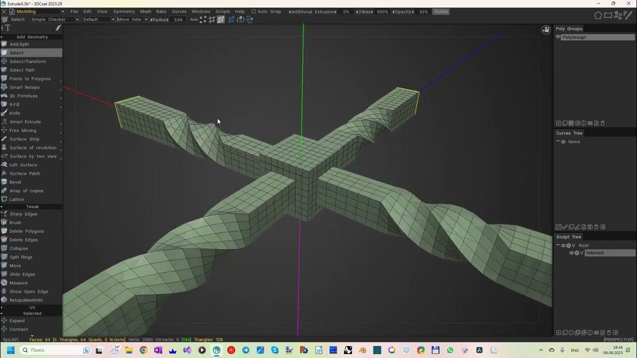 3dcoat Modeling Tool Alignment Vertex And Multi Extrude Youtube