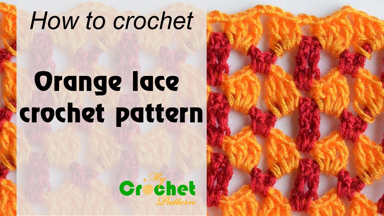 Orange lace crochet pattern with red stripes - Free crochet pattern ...