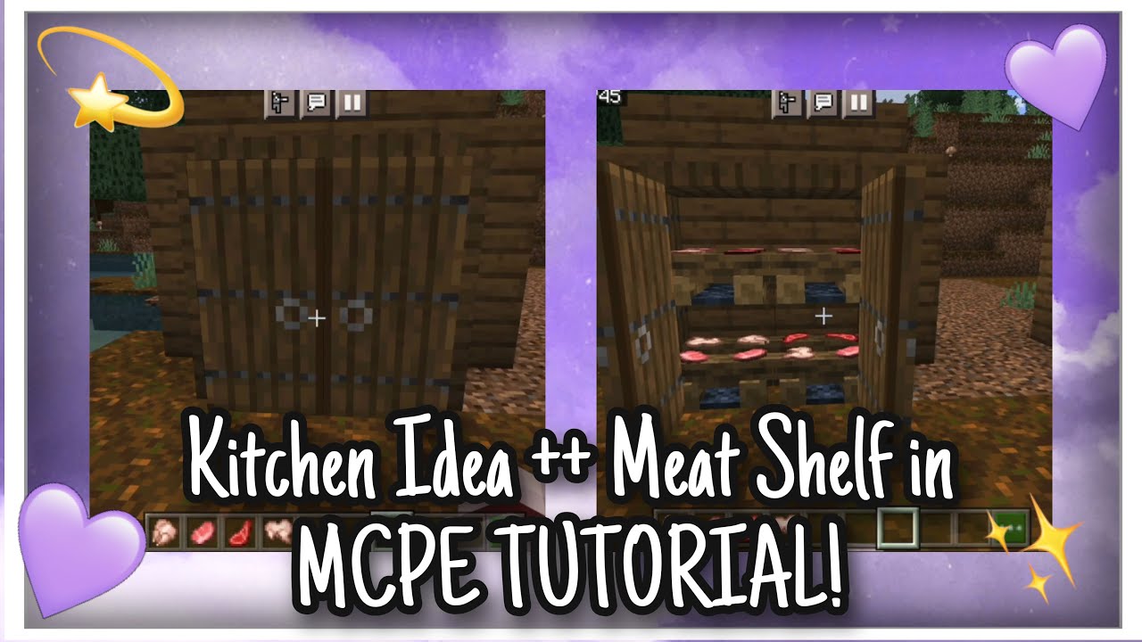Kitchen Idea++ Meat Shelf in MCPE TUTORIAL! 💜 - YouTube