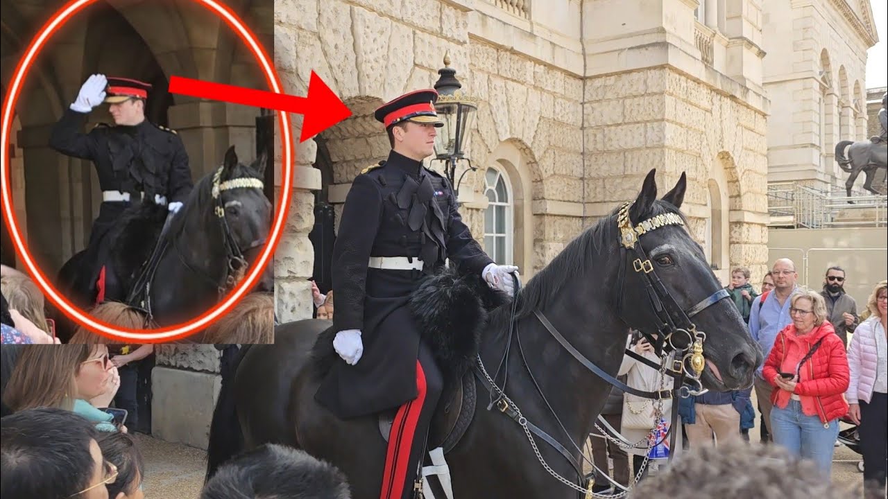 Handsome CAPTAIN Rides on HorseBack, Salutes And Leaves Horse Guard ...