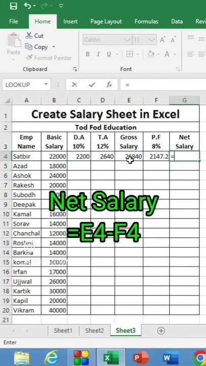 Create salary slip #excelformula #exceldata #excelacademy #exceltech #video #viralvideo # ...