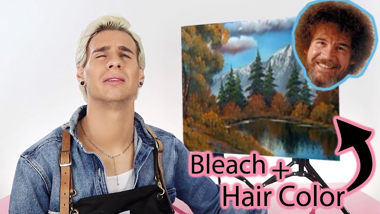FOLLOWING A BOB ROSS TUTORIAL USING ONLY HAIR COLOR AND BLEACH - YouTube