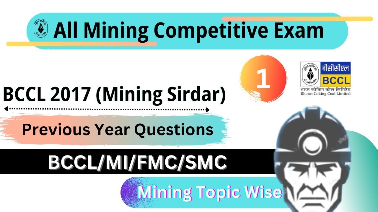 BCCL 2017 (Mining Sirdar) PYQs || Part 1 || Important MCQs for BCCL ...