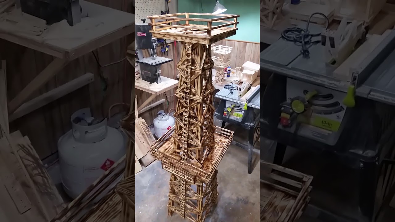 Rustic Wood Oil Derrick - YouTube
