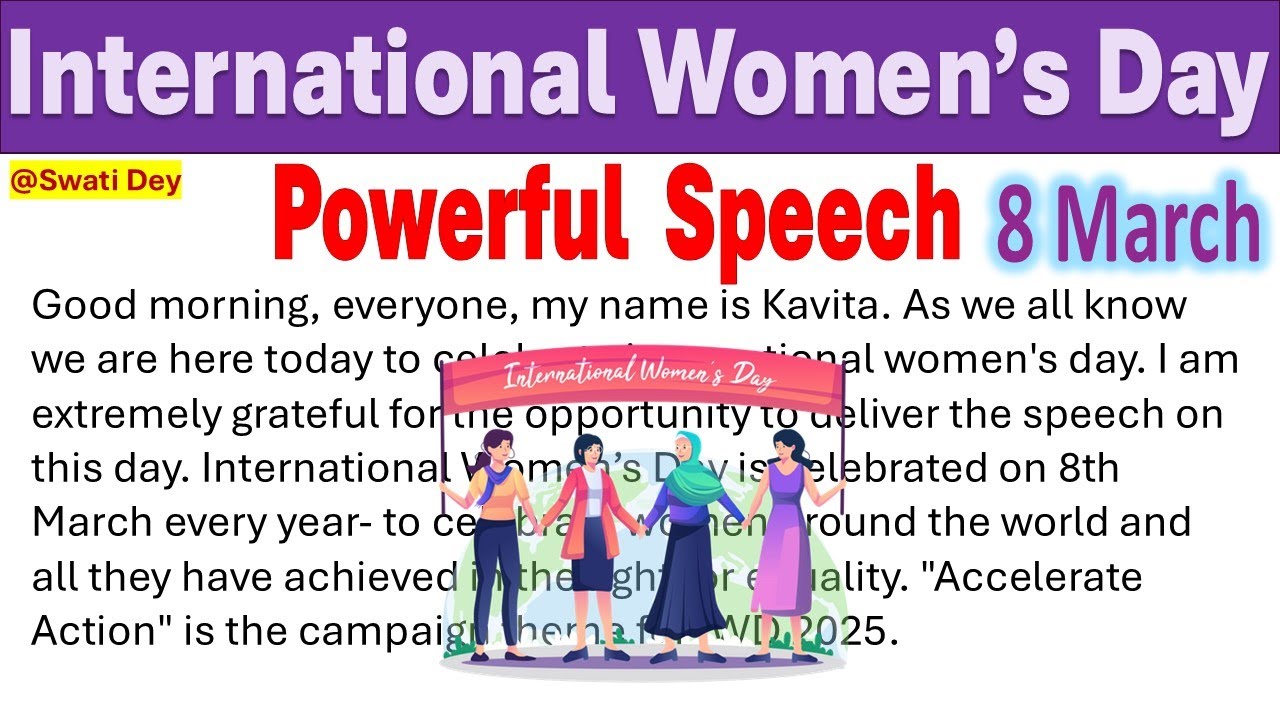 Powerful Women's Day Speech in English|International Women's day 2025 |Speech on Women's Day|8 ...
