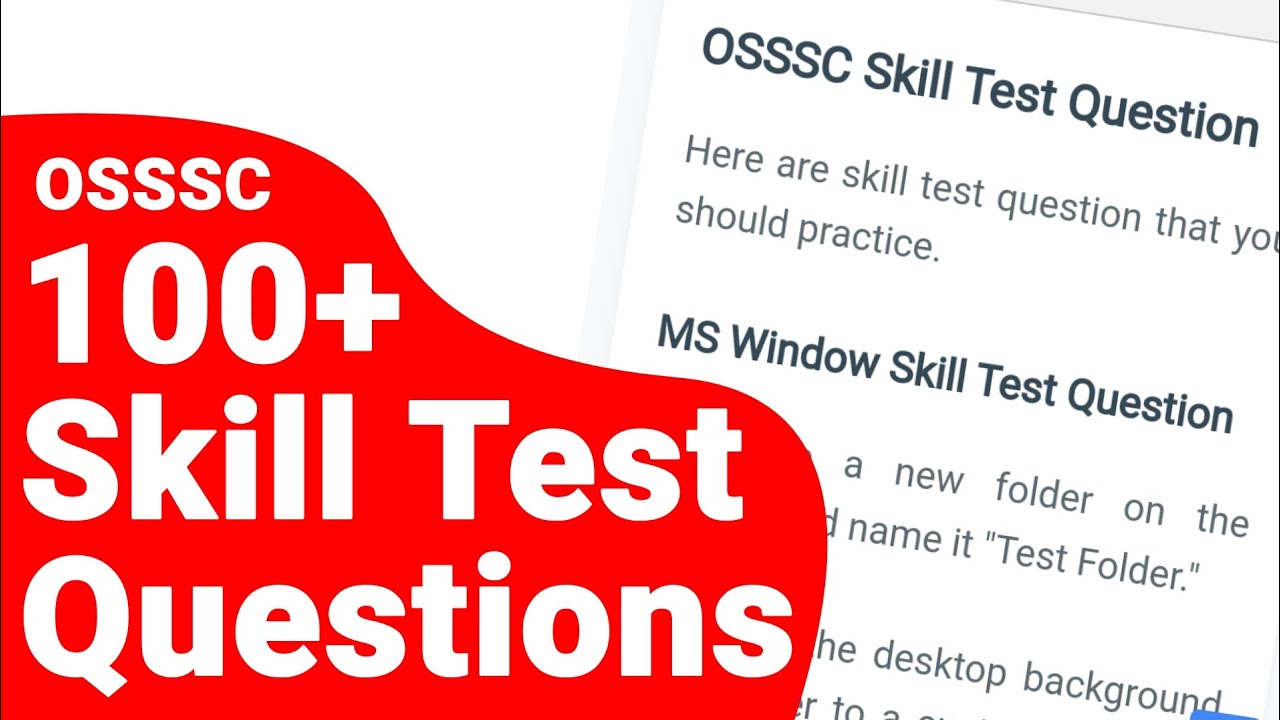 OSSSC PEO Skill Test Questions - YouTube