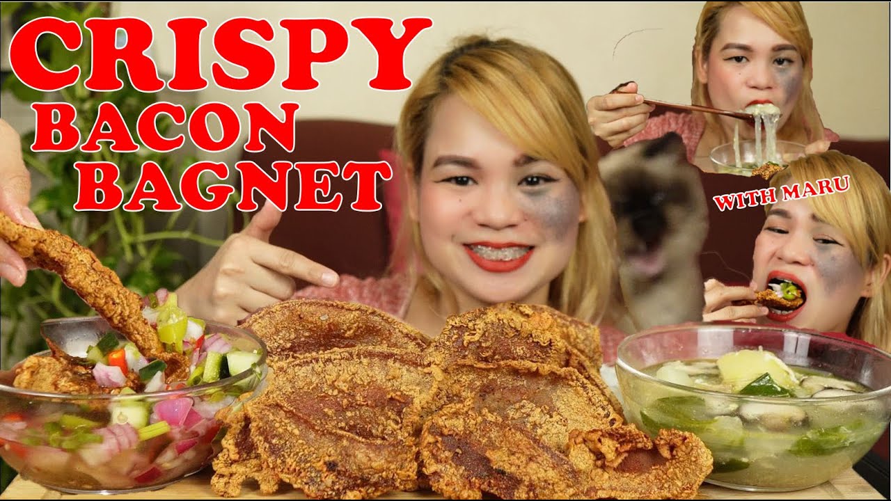 BACON BAGNET WITH CHICKEN MUSHROOM NOODLES | ISHAMAE EATS MUKBANG ...