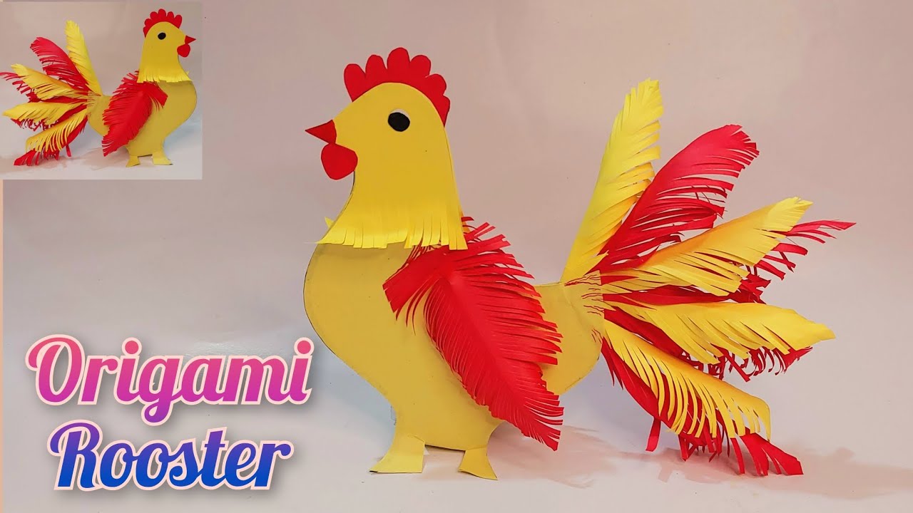 How to Make Origami Rooster // Origami Hen Making // Origami Rooster ...