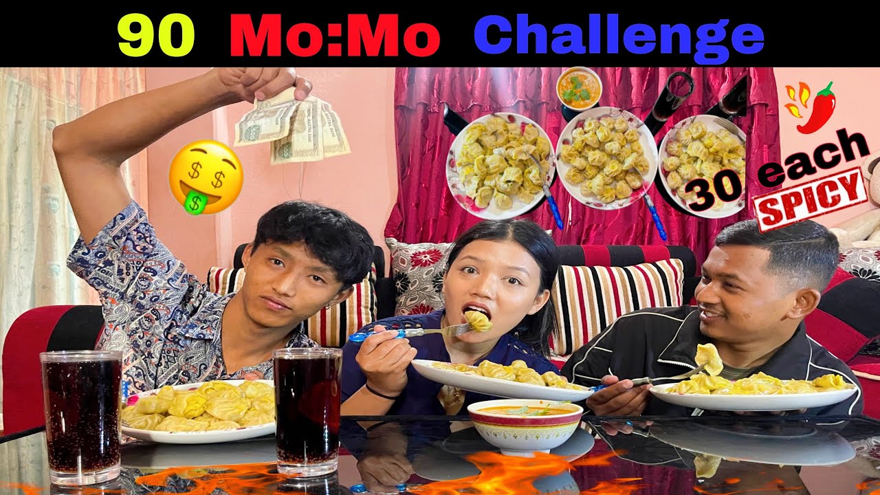 90 Momo eating challenge || Challenge gone wrong|| siblings || Prank ...