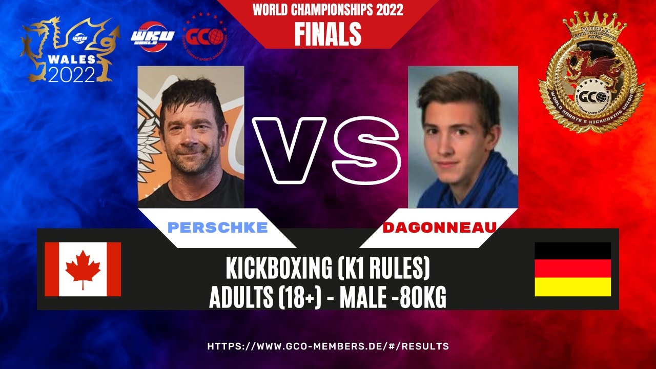 K1 Male Adults -80kg PERSCHKE (CAN) vs DAGONNEAU (GER) || GCO/WKU WORLD Championships 2022 - YouTube