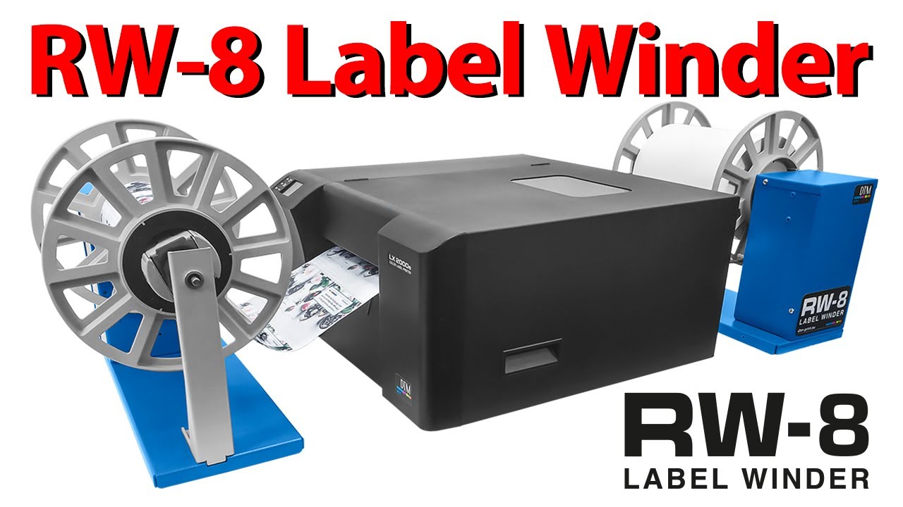 RW-8 Label Winder for 220mm/8.66" rolls - YouTube