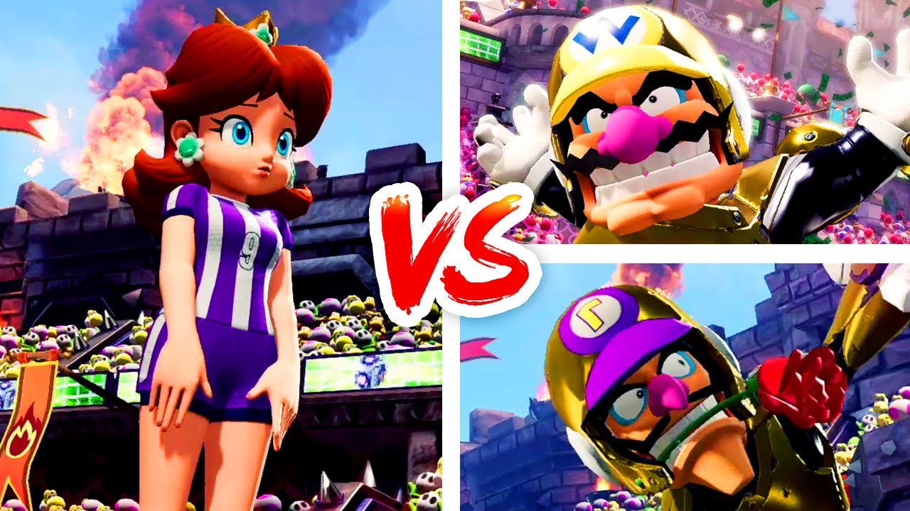 Mario Strikers Battle League - Wario & Waluigi Vs. Daisy (3 Players ...