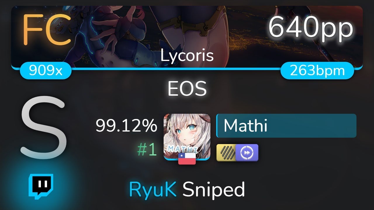 [Live] Mathi | ginkiha - EOS [Lycoris] +HDDT 99.12% {#1 632pp FC} - osu ...