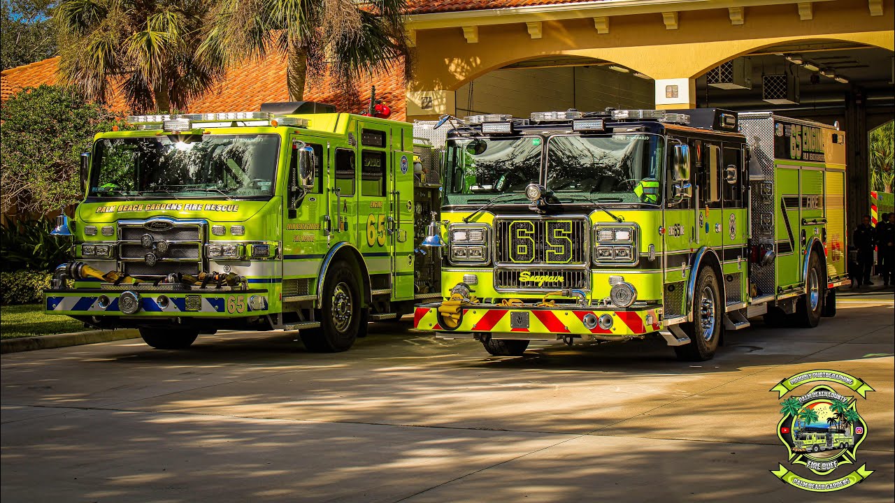 Palm Beach Gardens Fire Rescue Engine 63 and Engine 65 Push Back ...