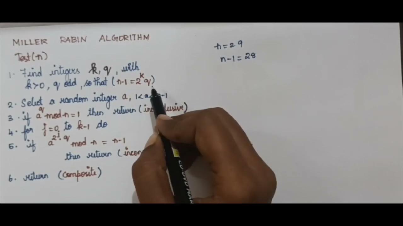 Miller Rabin Algorithm With Example Explained in Tamil |Test for ...