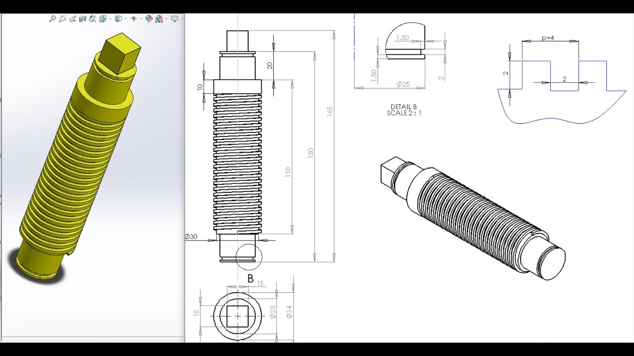 Solidworks - Swept Boss/Base - Square Screw - YouTube