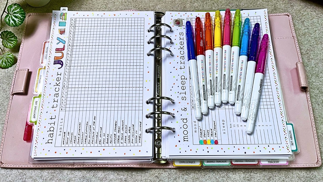 Habit, Mood & Sleep Tracker Set-up | July in A5 Malden Filofax - YouTube