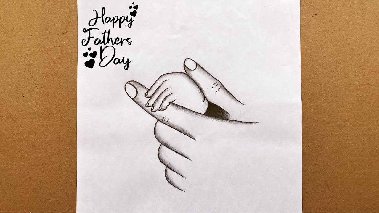 Father And Daughter Holding Hands Drawing