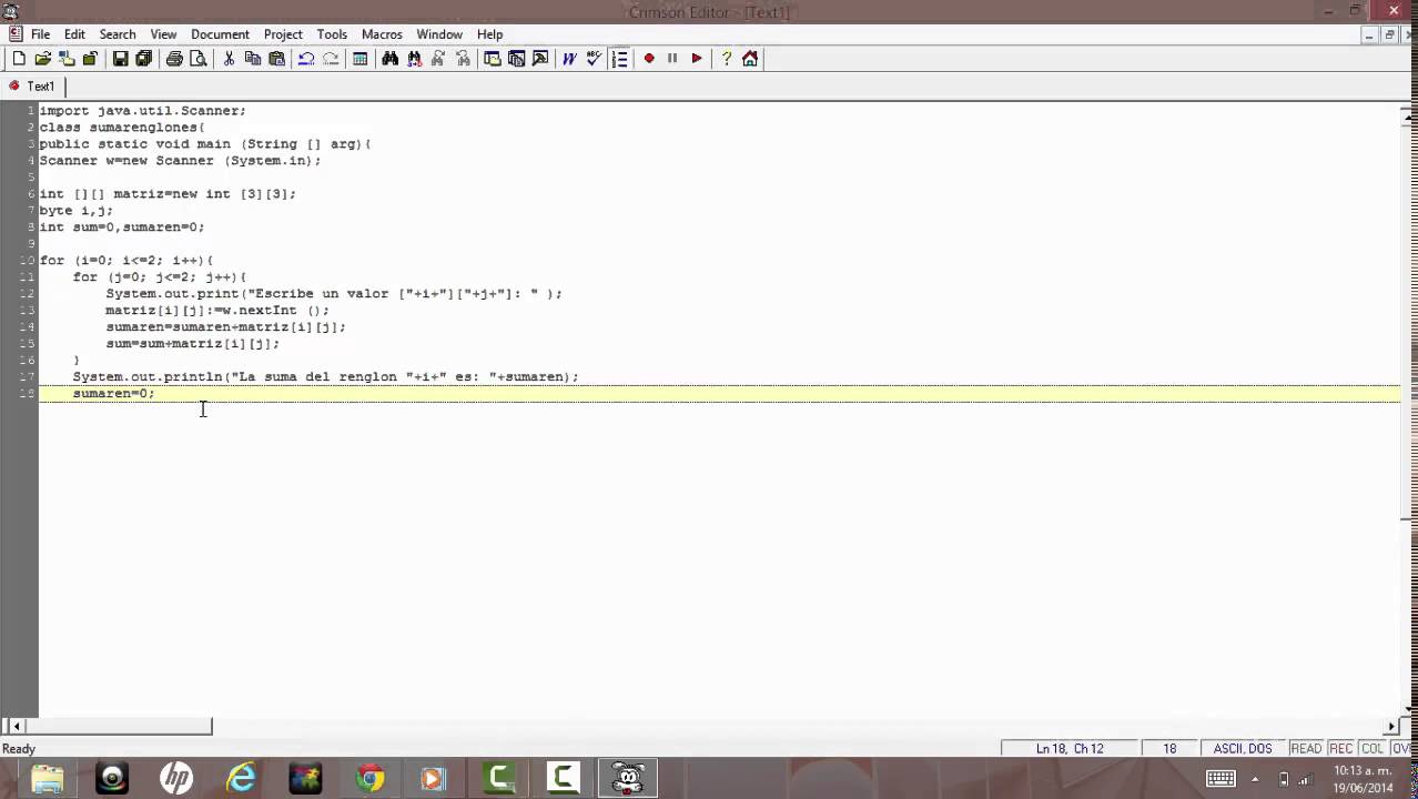 Suma de renglones en arreglos y matrices en java - YouTube