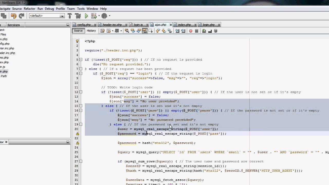 Netbeans Php Jquery Tutorial Ajax Login 9 Youtube