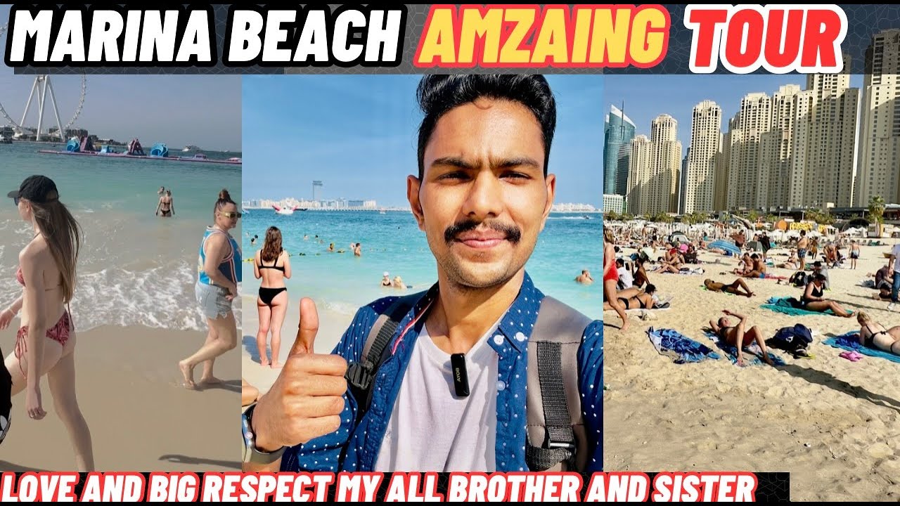 Dubai Marina Beach Amazing Tour 2024 | Hot Summer Beach in Dubai | Haidar Ali vlog - YouTube