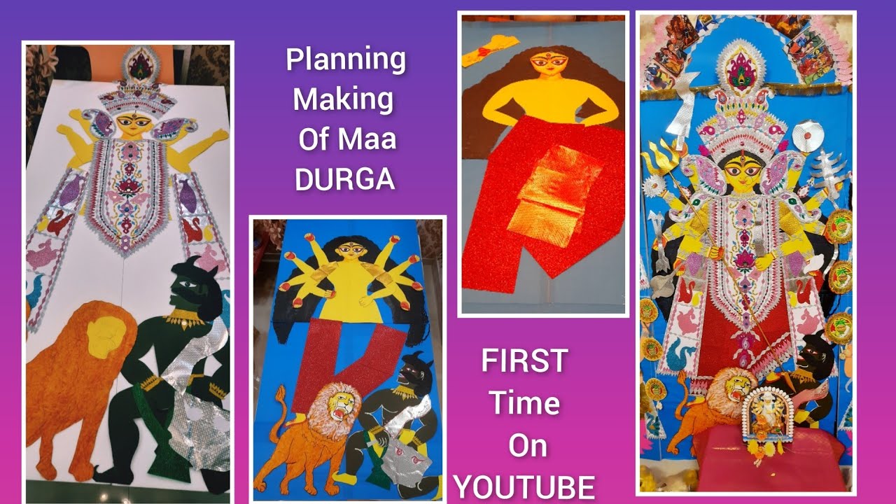 Paper Maa Durga making Part 4. Maa Durga 2D idol on paper and ...