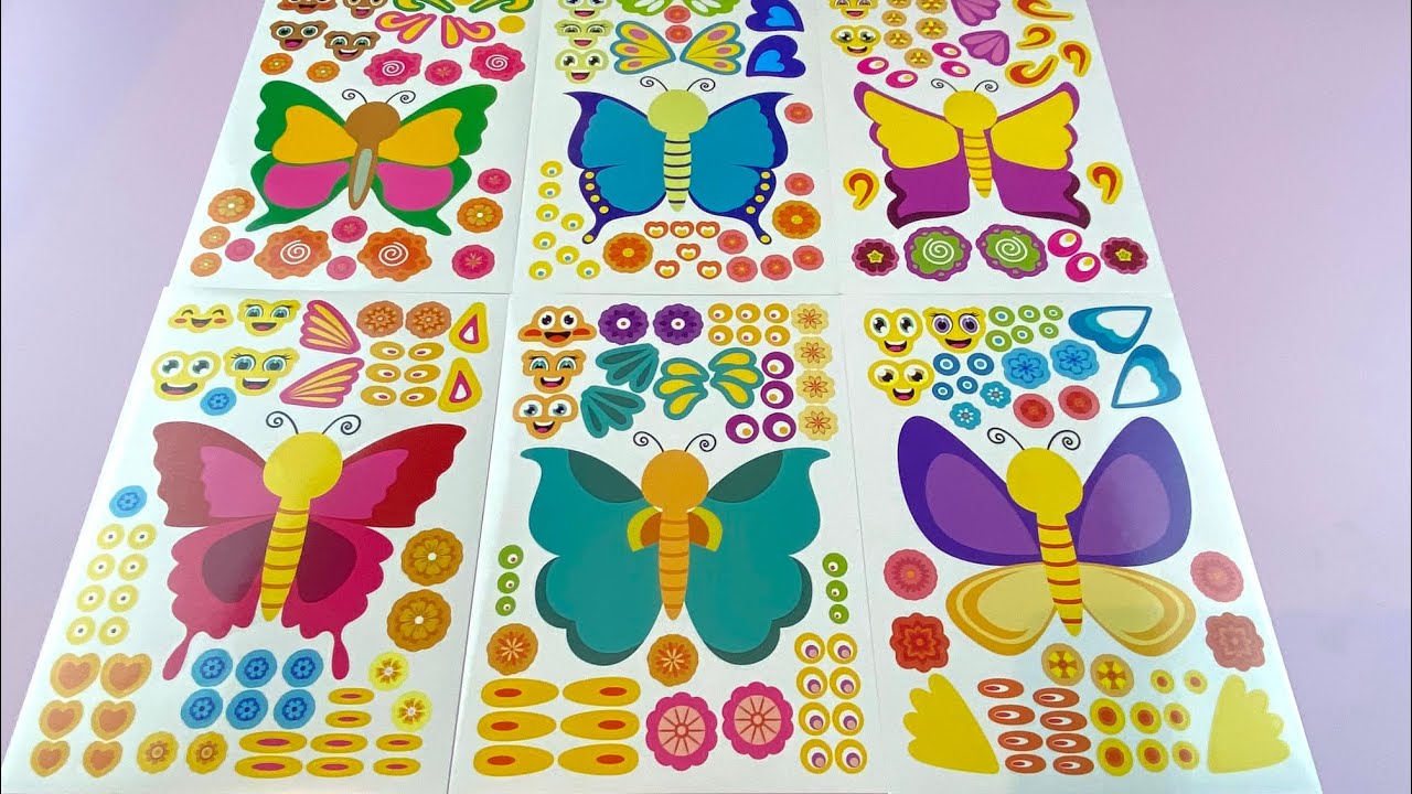 [Sticker play] Satisfying with stickers butterfly - YouTube