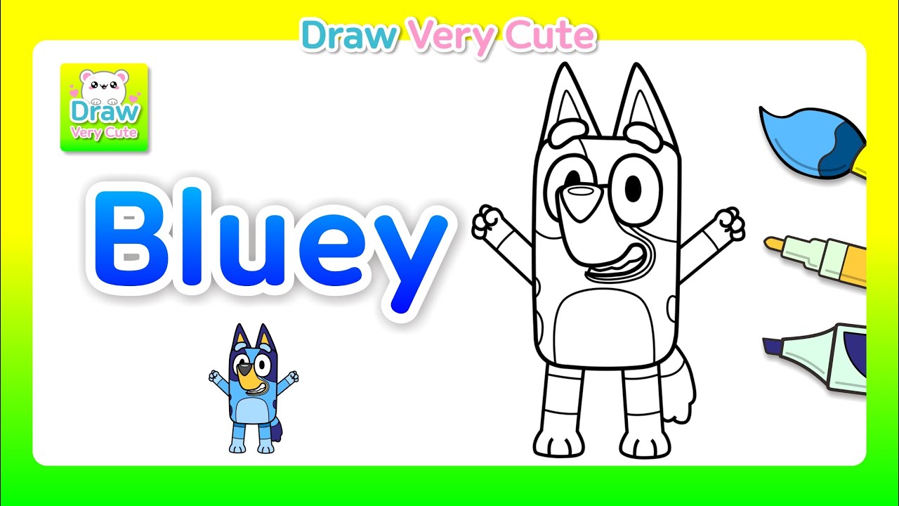 how to draw Bluey drawing and coloring cute anime characters draw very ...
