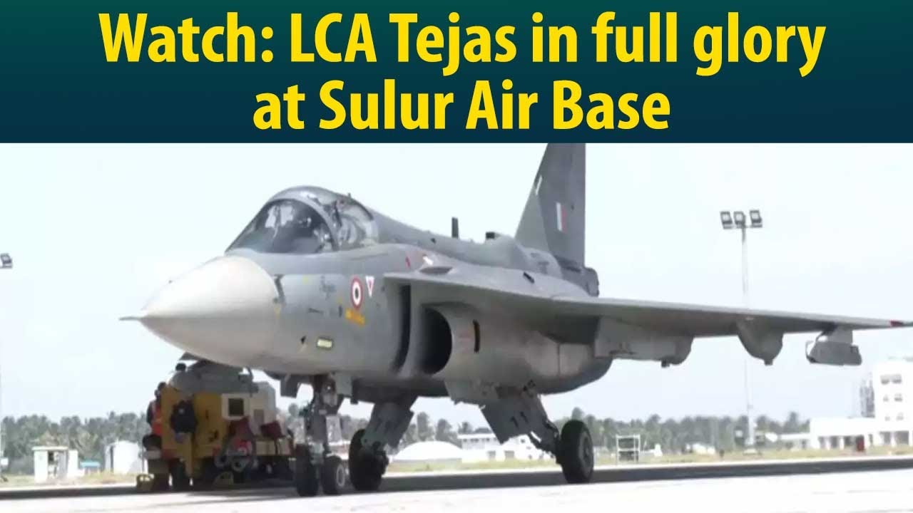 Unmissable visuals of indigenously built LCA Tejas fighter jet at Sulur Air Force Base in ...