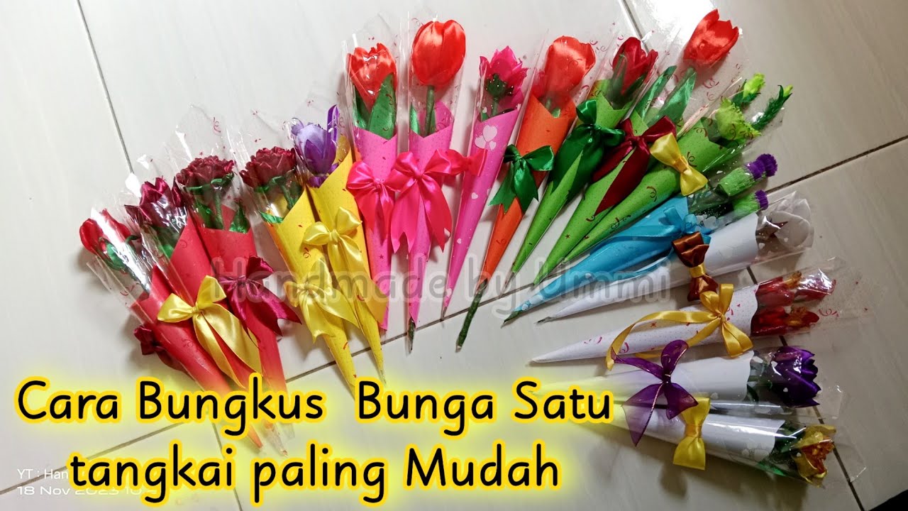 Tutorial Buket Hari Guru | Cara membungkus bunga 1 tangkai pakai ...