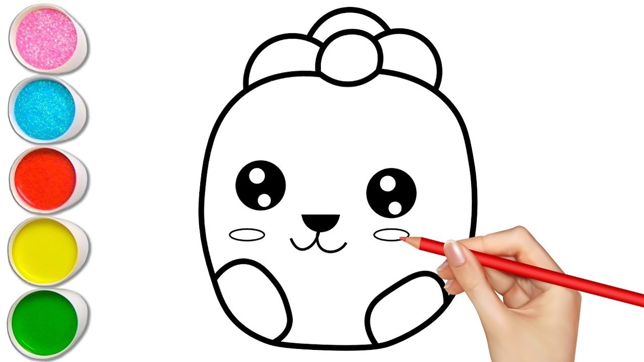how to draw cute kawai for kids & toddlers, easy kids drawing, easy ...