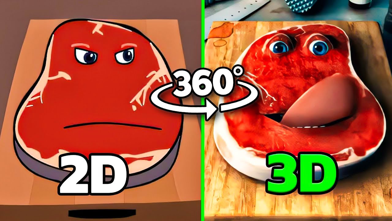 360º VR Charlie the Steak 2D VS 3D | WELL DONE - animations - YouTube