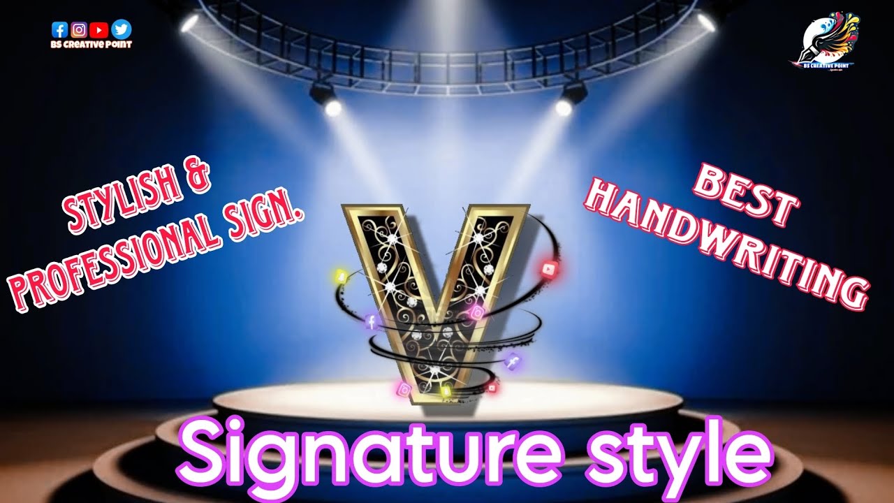 V Signature Style | Signature ideas | Sign your name V - YouTube
